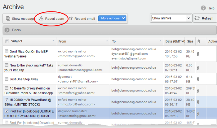 How To Report Spam Emails Antispam Gateway Antispam Email Comodo Antispam